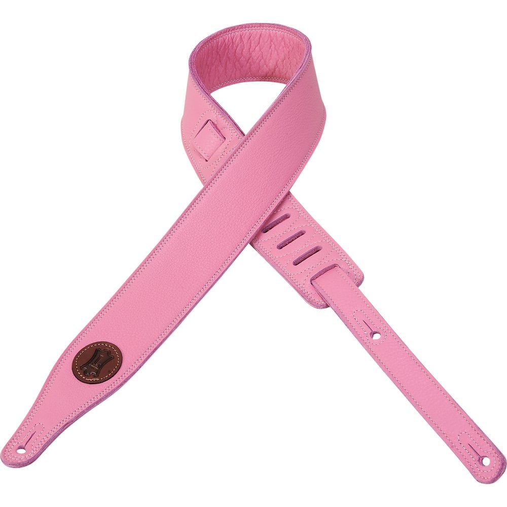 Levy’s 2 1/2″ wide pink garment leather guitar strap | Mega Music Store