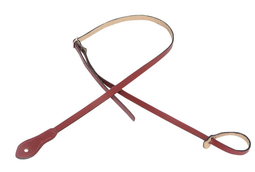 Levy’s 1/2″ wide burgundy veg-tan leather mandolin strap | Mega Music Store