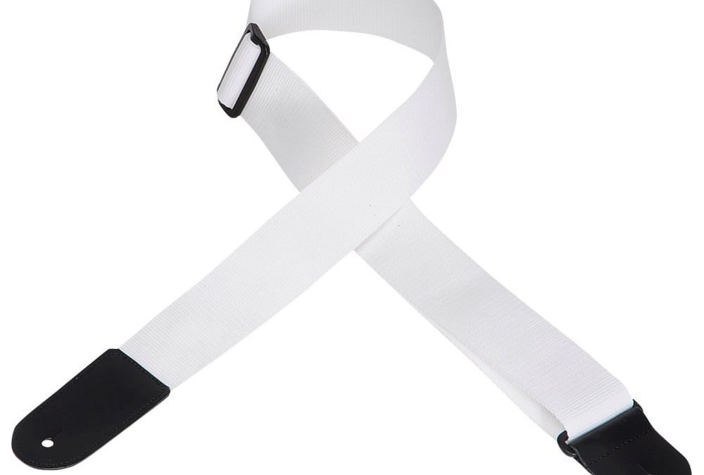 Levy’s 2″ wide white polypropylene guitar strap | Mega Music Store