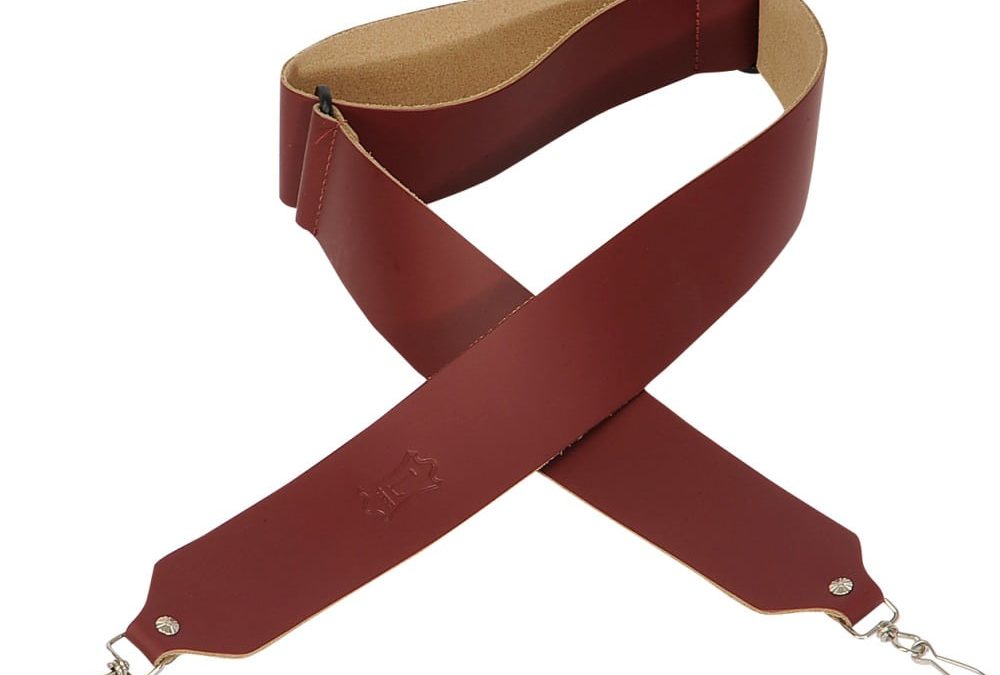 Levy’s 2″ wide burgundy genuine leather banjo strap | Mega Music Store