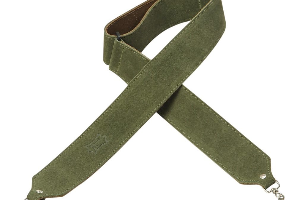 Levy’s 2″ wide green suede banjo strap | Mega Music Store