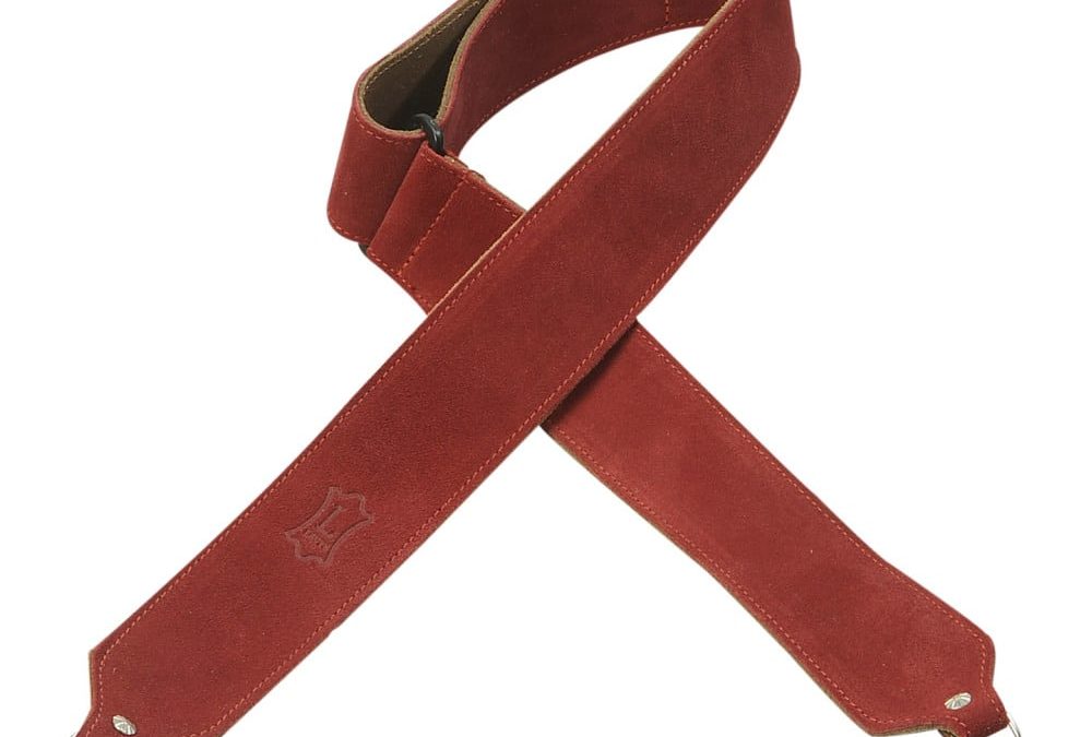 Levy’s 2″ wide red suede banjo strap | Mega Music Store