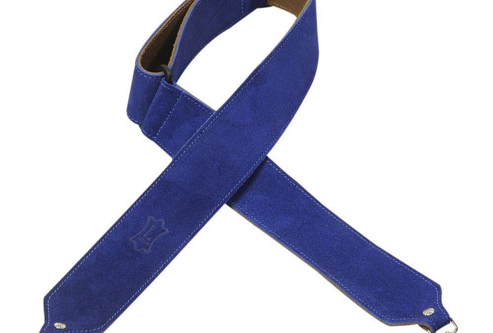 Levy’s 2″ wide royal blue suede banjo strap | Mega Music Store
