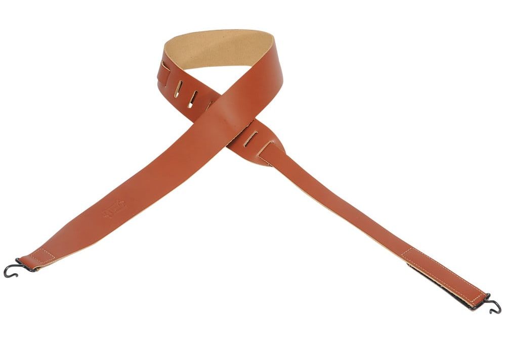 Levy’s 2″ wide walnut genuine leather banjo strap | Mega Music Store