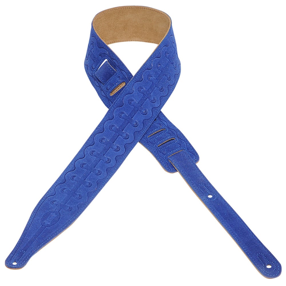 Levy’s 2 1/2″ wide royal blue suede guitar strap | Mega Music Store