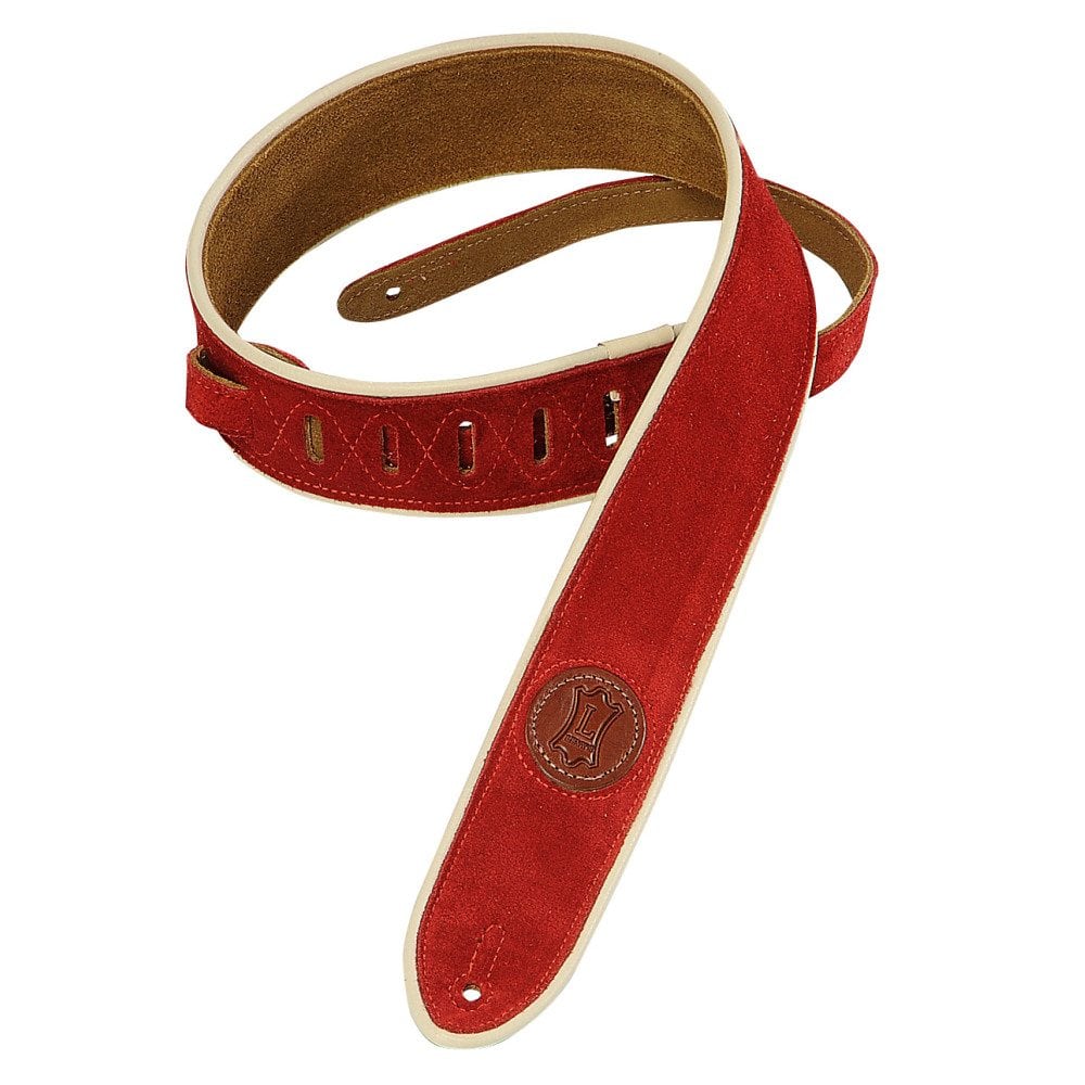 Levy’s 2″ wide red suede guitar strap | Mega Music Store