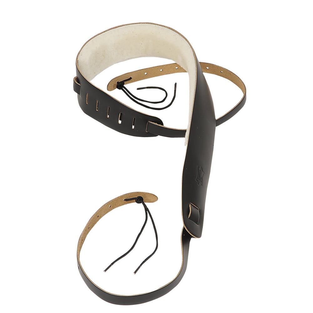 Levy’s 2 1/2″ wide black genuine leather banjo strap | Mega Music Store